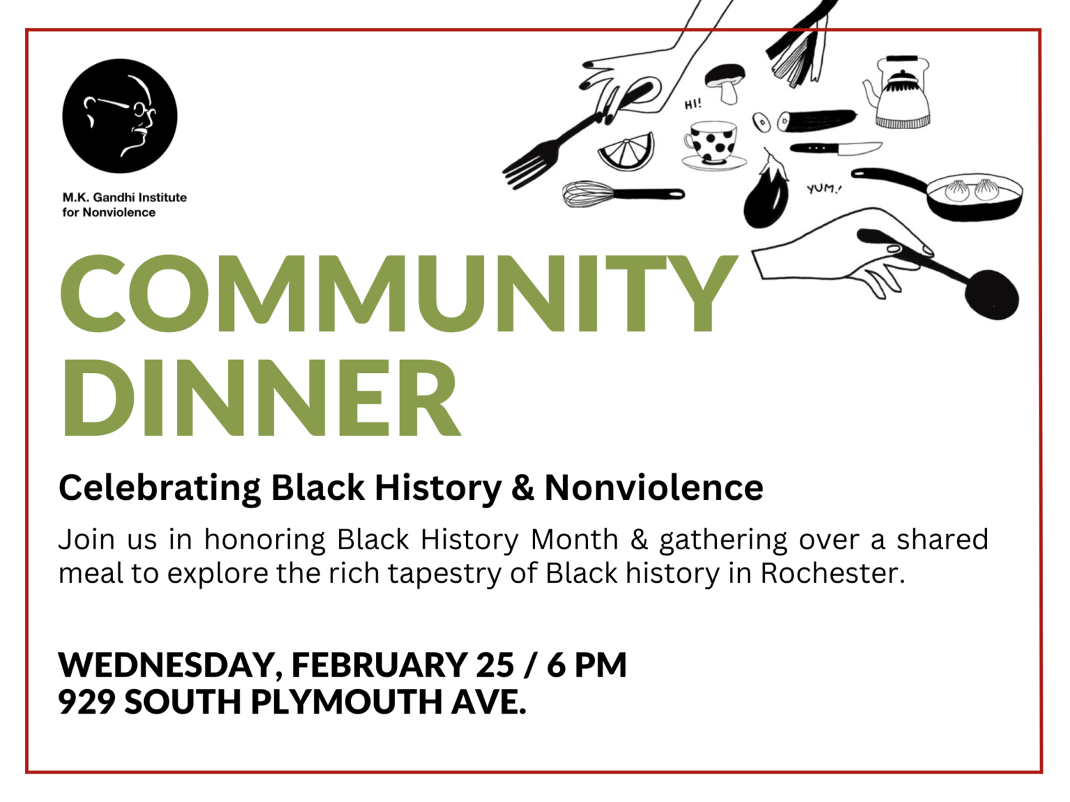 February Community Dinner: Celebrating Black History - M.K. Gandhi ...